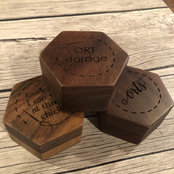 Hexagon ORT Box Engraved Thread Storage: Magnetic lidded Snarky Embroi ...
