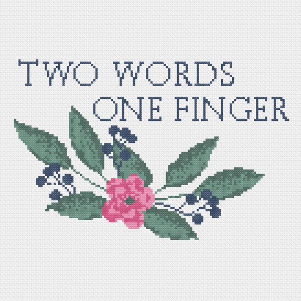 "Two Words One Finger" Innuendo Cross Stitch Pattern – Snarky Crafter ...