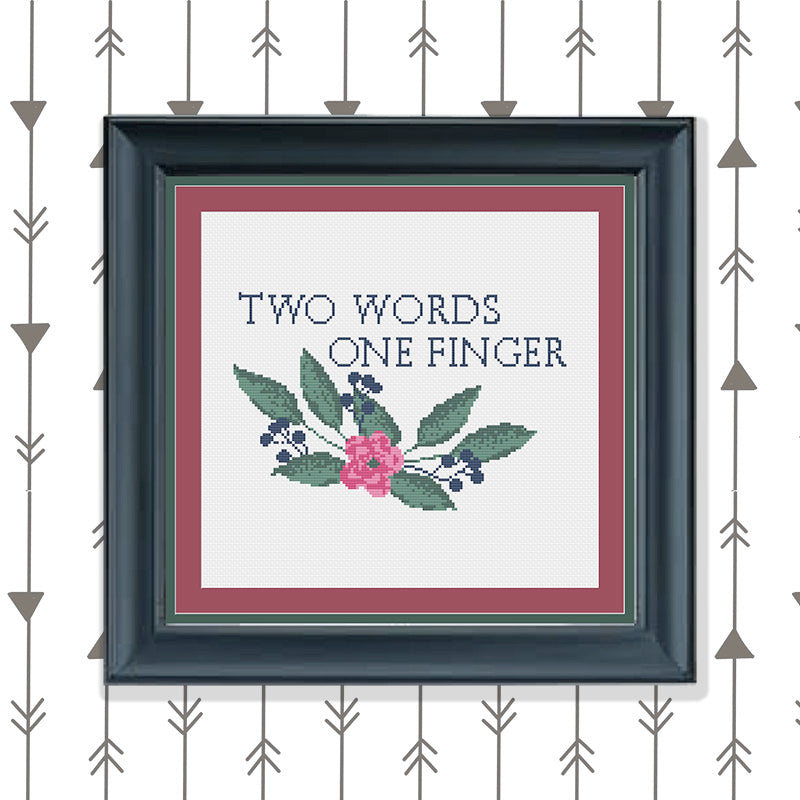 "Two Words One Finger" Innuendo Cross Stitch Pattern – Snarky Crafter ...