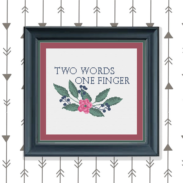 "Two Words One Finger" Innuendo Cross Stitch Pattern – Snarky Crafter ...