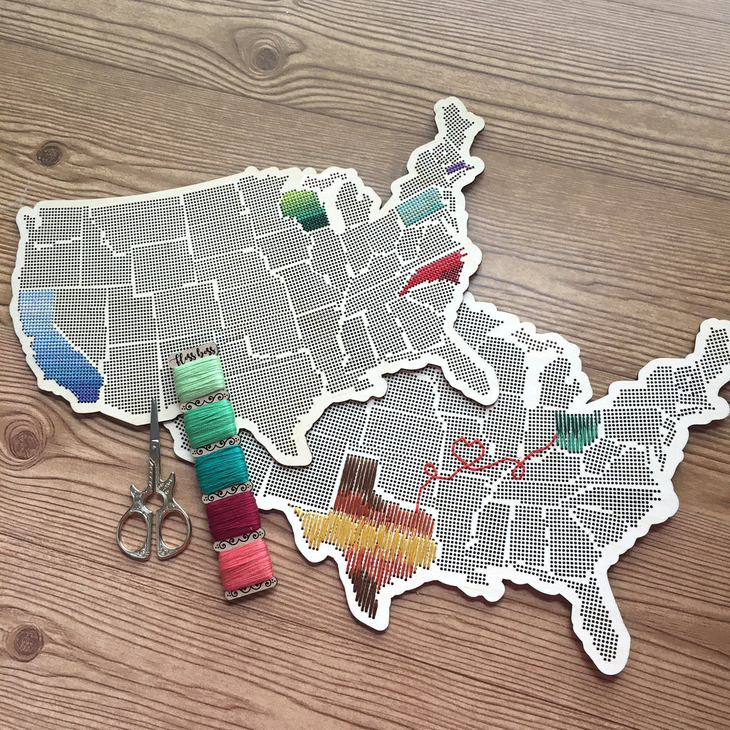 Stitchable Wooden US State Map | Cross Stitch & Embroidery United Stat ...