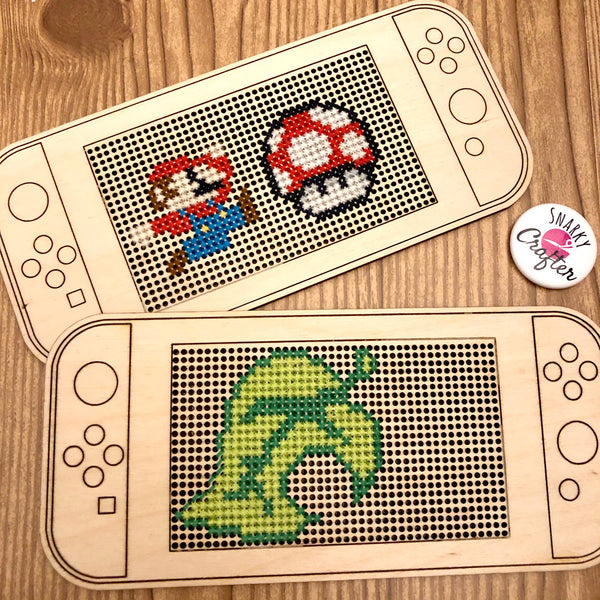 BUNDLE: Stitchable Wooden Video Game Handheld Console & Icon Needle Mi ...