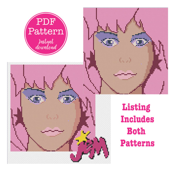 Jem (Set of Two) Cross Stitch Pattern: Jem and the Holograms – Snarky ...